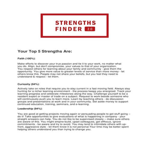 Strengths Finder | PDF