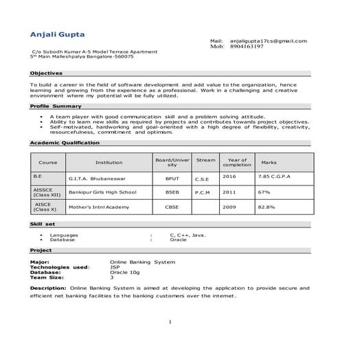anjali resume (3) | PDF