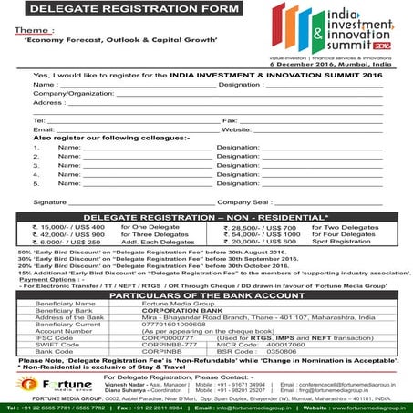Delegate Registration Form | PDF | Business | Business and Finance