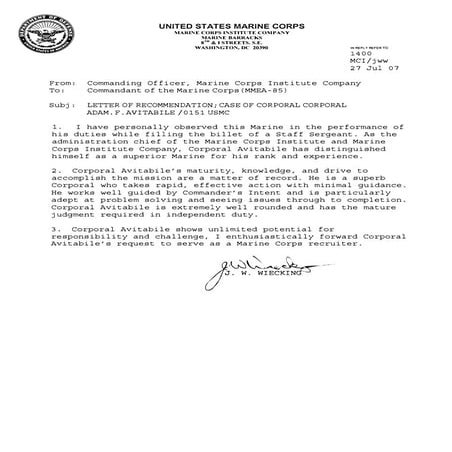 Letter of Rec Marines | PDF