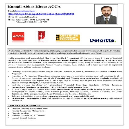 CV Kumail Abbas Khosa ACCA | PDF