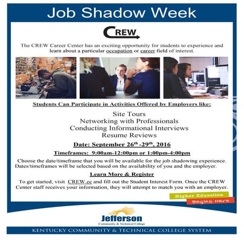 Job Shadow Week Student Flyer | PDF