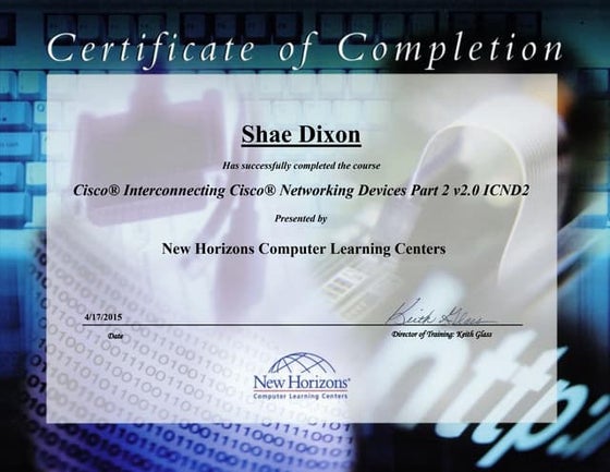Shae Dixon Windows 8.1 Administration NH Certificate of Achievement | PPT