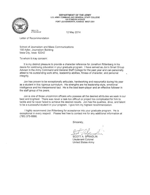 LTC Polizzotti Jr Letter of Recommendation | PDF