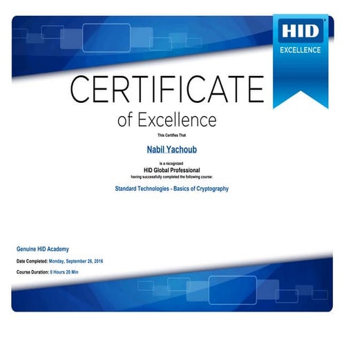 HID Standard Technology Certificate | PDF