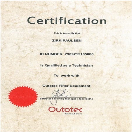 Outotec Certification 1 | PDF