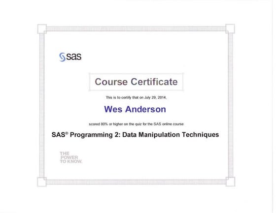 SAS Programming I Certificate | PDF