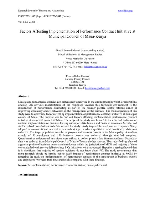 4 Factors Affecting Implementation Of Performance Contract Pdf