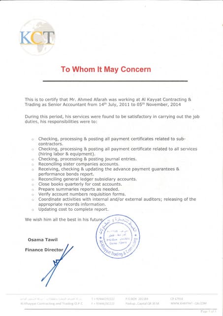 Descon Internship letter | PDF