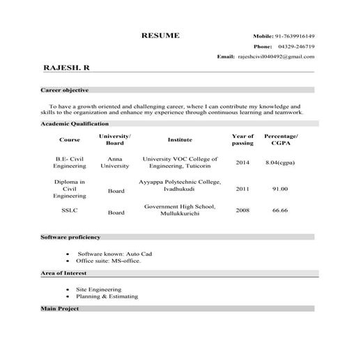 R. RAJESH RESUME | DOC