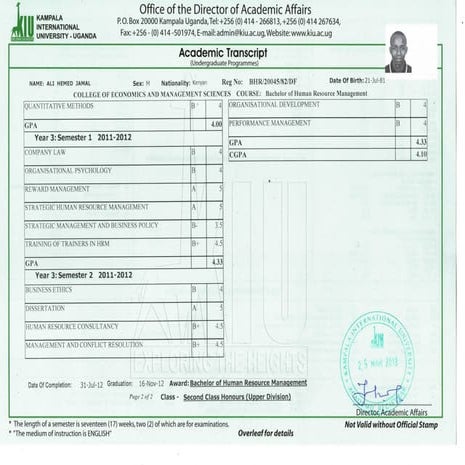 Academic transcript 2 | PDF