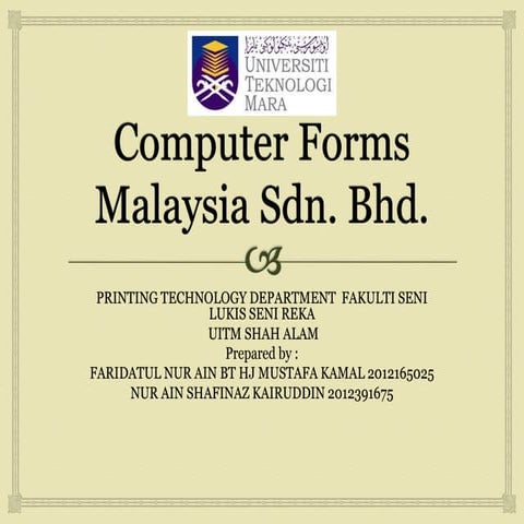 Computer Forms Malaysia Sdn Bhd | PPT