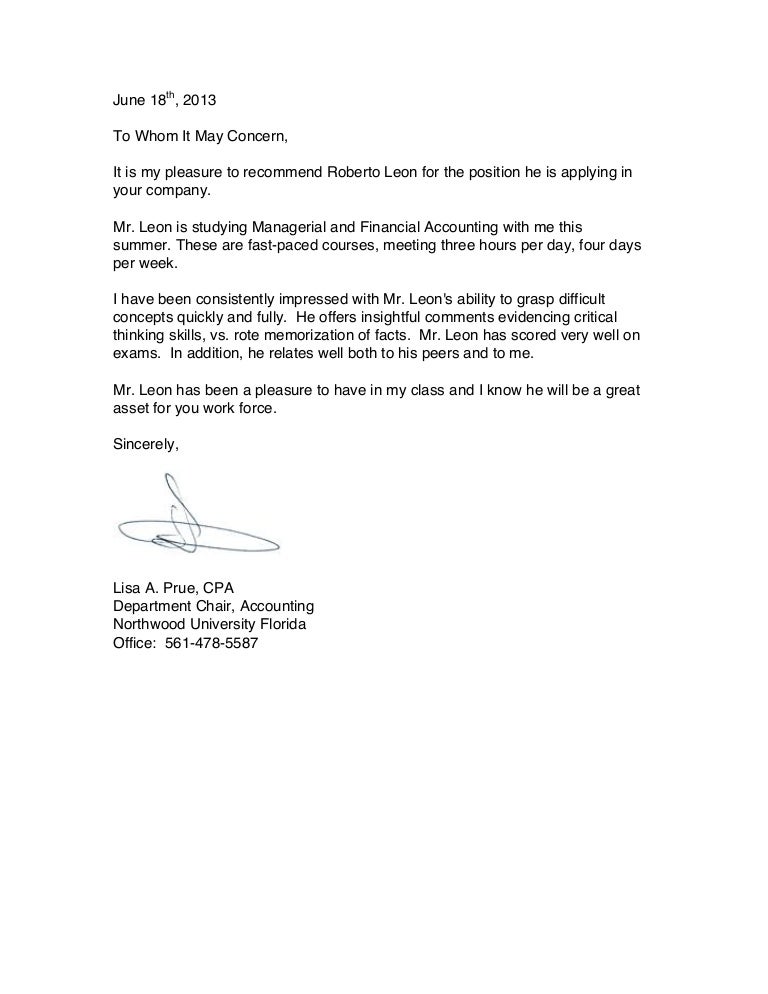 Letter of Recommendation Lisa