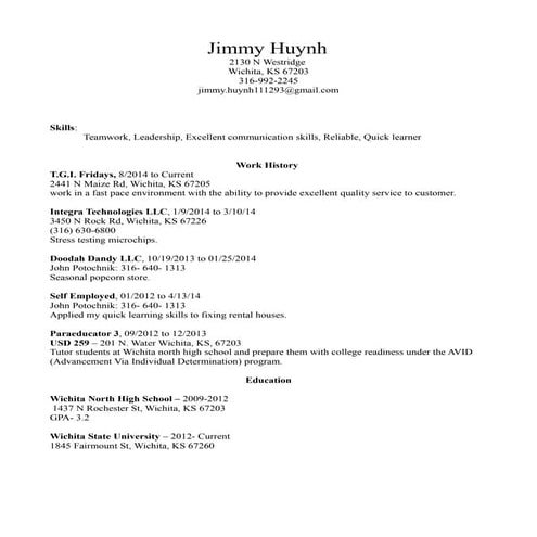Resume | RTF | Education