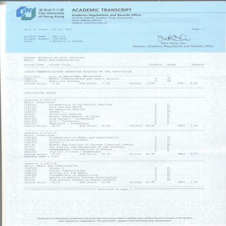 Academic Transcript | PDF
