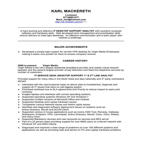 IT Support Analyst CV template 1 final | DOC