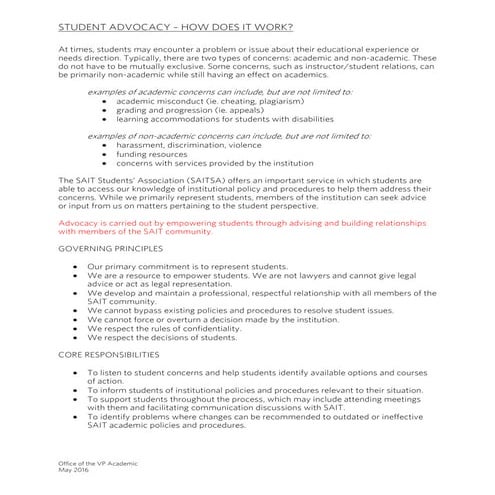 STUDENT ADVOCACY - HOW DOES IT WORK | PDF