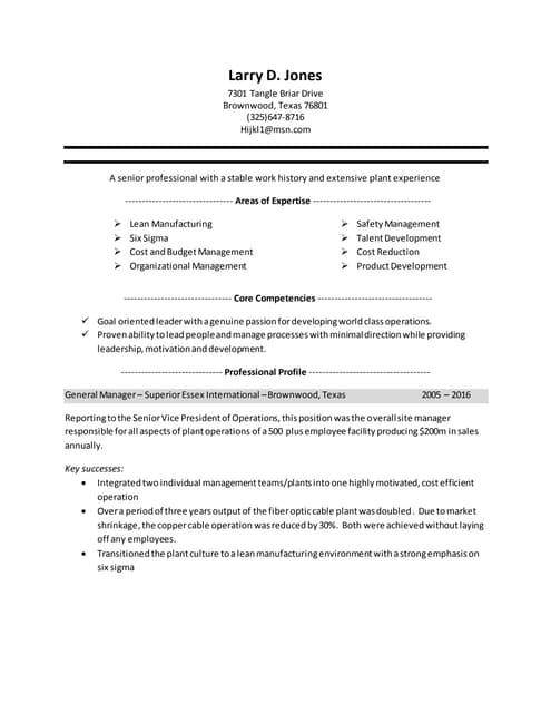 Executive Bio - Larry Jones | PDF