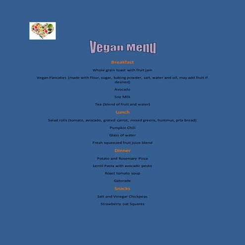 vegan menu | PDF