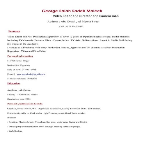 George Maleek Resume 2017 | PDF