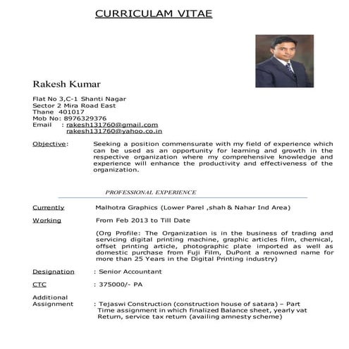CV Rakesh Kumar | PDF