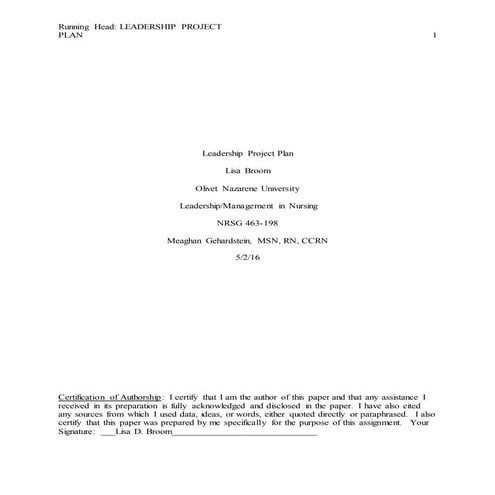 LeadershipProjectPlan | PDF