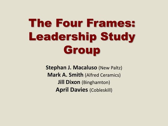 Four-Frame Model - Reframing Organisations | PPT