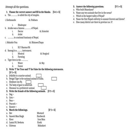 Class 4 Gk question for exa preperation s | DOCX