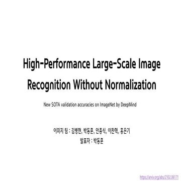 4 High Performance Large Scale Image Recognition Without Normalization