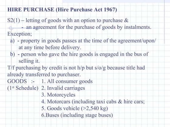 Hire Purchase Act (Business Law) | PPTX | Real Estate Buying and ...