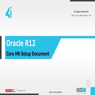 4i Core HR Setup Presentation - Varun Alavanthar | PPT