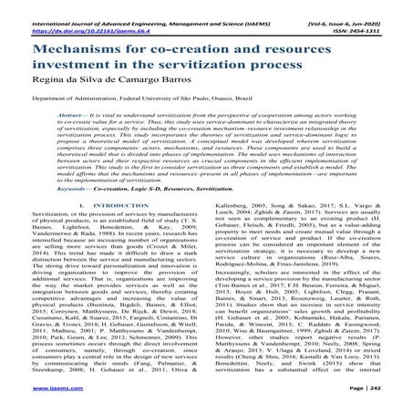 Mechanisms for co-creation and resources investment in the ...