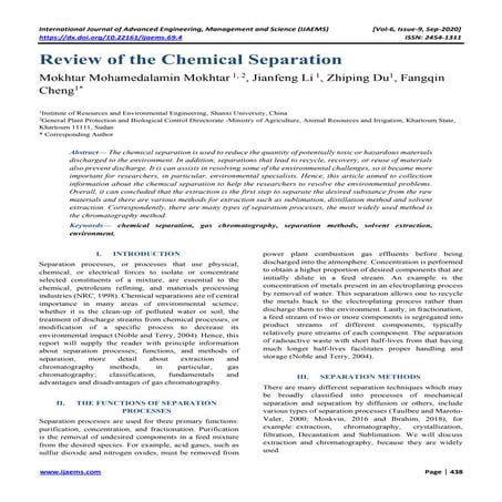 Review of the Chemical Separation | PDF | Chemistry | Science