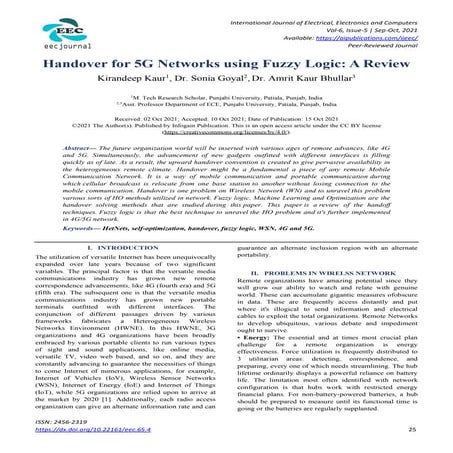 Handover For 5g Networks Using Fuzzy Logic A Review Pdf