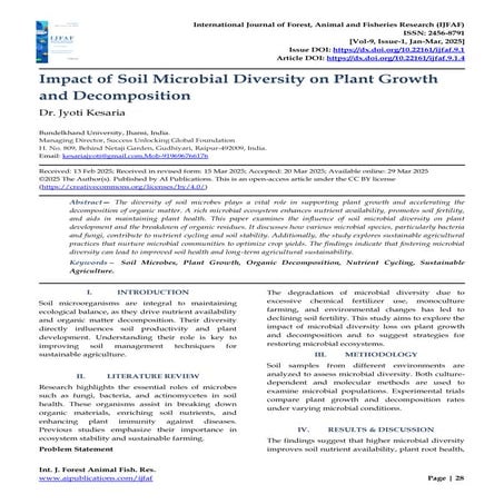 Impact of Soil Microbial Diversity on Plant Growth and Decomposition | PDF