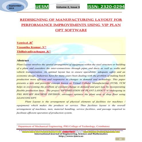 Redesigning of Manufacturing Layout for Performance Improvements Using ...