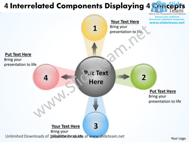 Circle arrow 4 stages converging process flow charts and power point ...