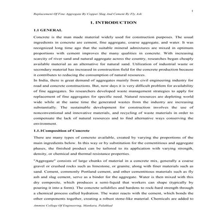 Partial replacement of Fine aggreggate by Copper Slag and Cement by Fly ...