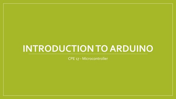 Introduction To Arduino