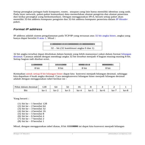 4 ip address dan subnetting | PDF