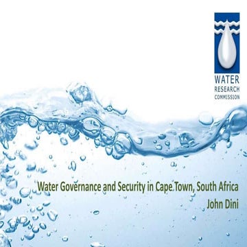 Water Governance and Security in Cape Town, South Africa, Water ...
