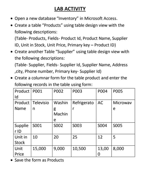 2)lab activity1 ms access | PDF