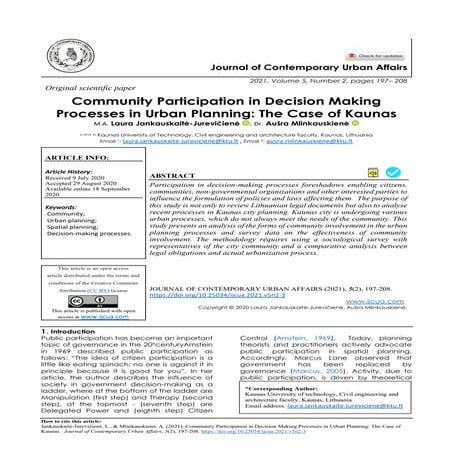 Community Participation in Decision Making Processes in Urban Planning ...
