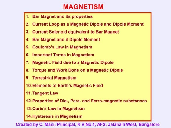 Class 12th physics magnetism ppt | PPT | Physics | Science
