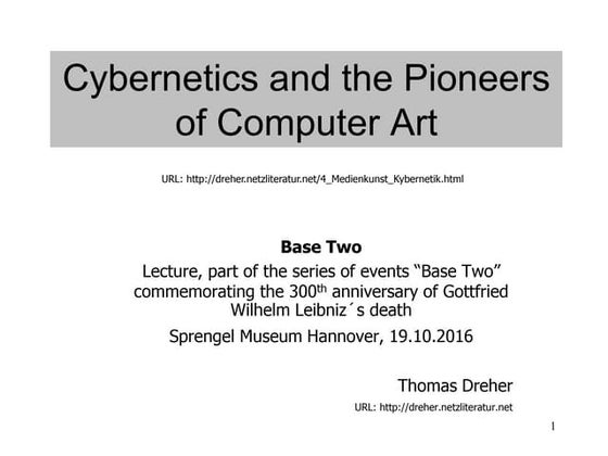 History of Computer Art II, Cybernetic Sculptures | PPTX
