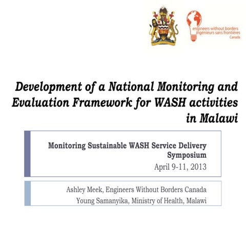 Development of a National Monitoring and Evaluation Framework for WASH ...