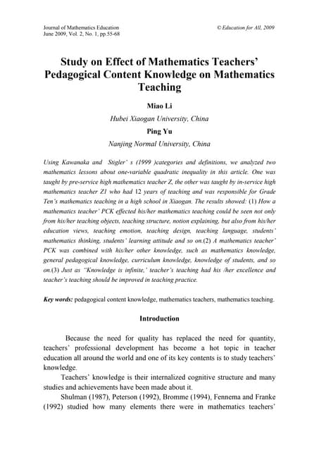 Model of Mathematics Teaching: A Fuzzy Set Approach | PDF