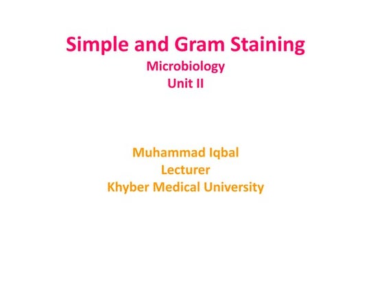 DPT - Microbiology - II (Gram Staining). | PPT