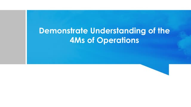 ENTREP MODULE 6 4Ms of Operations in relation to the business ...