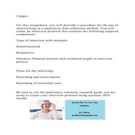 4 pagesFor this assignment, you will describe a procedure for .docx